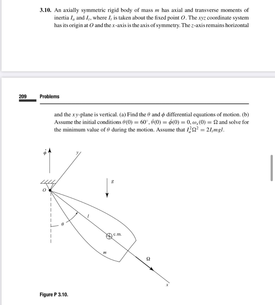 3.10. An axially symmetric rigid body of mass m has | Chegg.com