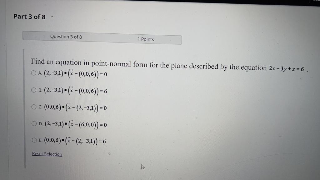 Solved Find an equation in point-normal form for the plane | Chegg.com