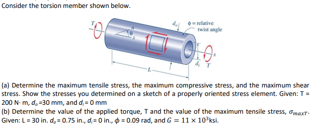 Solved Consider the torsion member shown below. (a) | Chegg.com