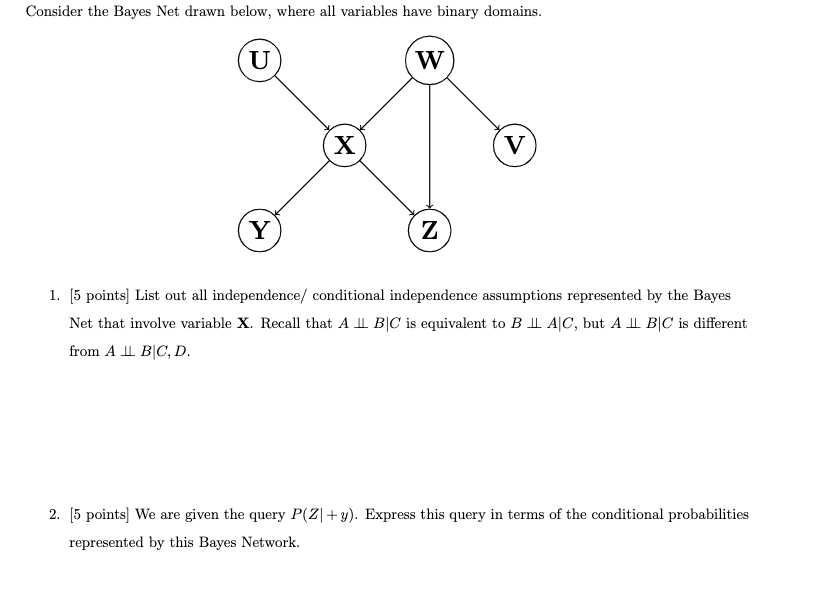 Consider the Bayes Net drawn below, where all | Chegg.com