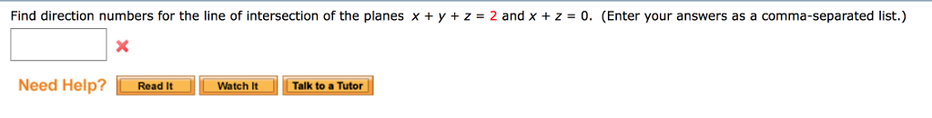 Solved Find direction numbers for the line of intersection | Chegg.com