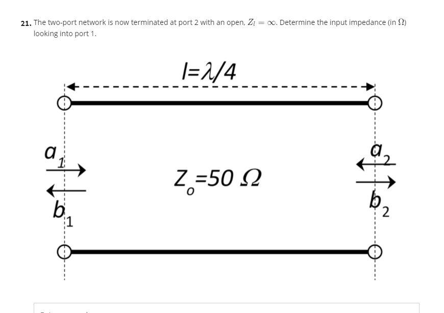 Solved 21. The two-port network is now terminated at port 2 | Chegg.com