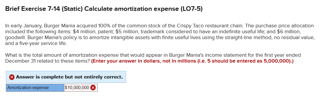 Solved Brief Exercise 7-14 (Static) Calculate amortization | Chegg.com Solved Brief Exercise 7-14 (Static) Calculate amortization | Chegg.com