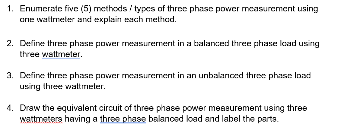 Solved 1. Enumerate five (5) methods / types of three phase | Chegg.com Solved 1. Enumerate five (5) methods / types of three phase | Chegg.com