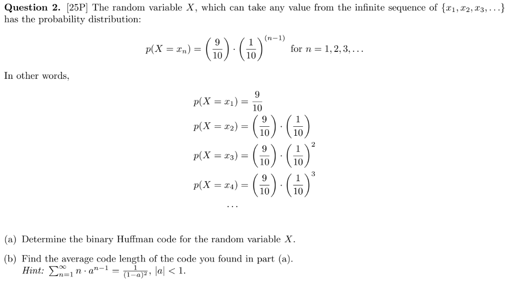 Solved Question 2. [25P] The random variable X, which can | Chegg.com
