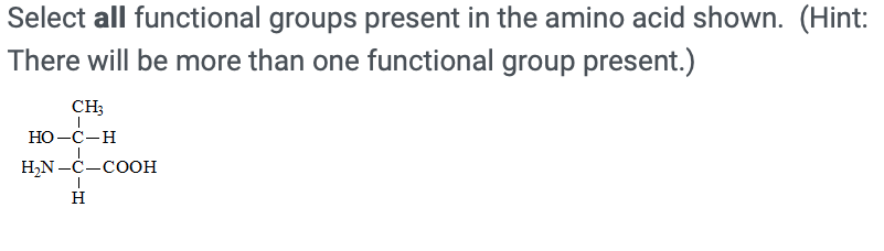 Solved Select all functional groups present in the amino | Chegg.com