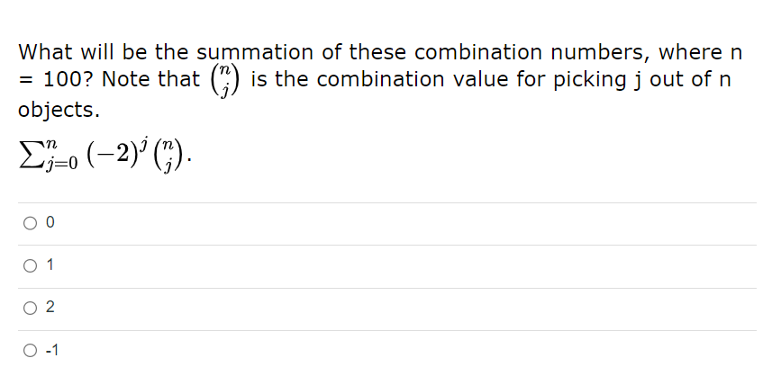 Solved What will be the summation of these combination | Chegg.com