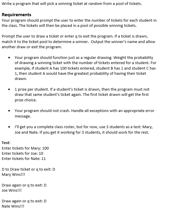 Solved Requirements Your program should prompt the user to | Chegg.com