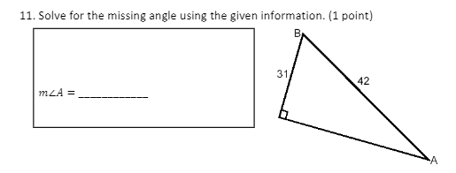Solved 11. Solve for the missing angle using the given | Chegg.com