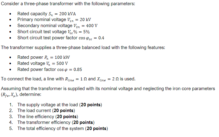 Solved . = = = Consider a three-phase transformer with the | Chegg.com
