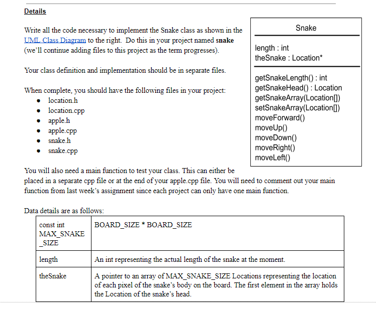 Solved Details Write all the code necessary to implement the | Chegg.com