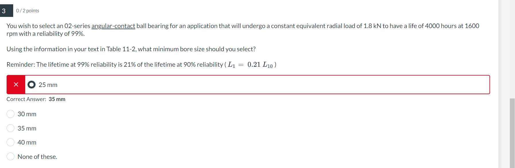 Solved You wish to select an 02-series angular-contact ball | Chegg.com