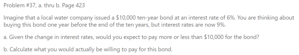 Solved Problem \#37, a. thru b. Page 423 Imagine that a | Chegg.com