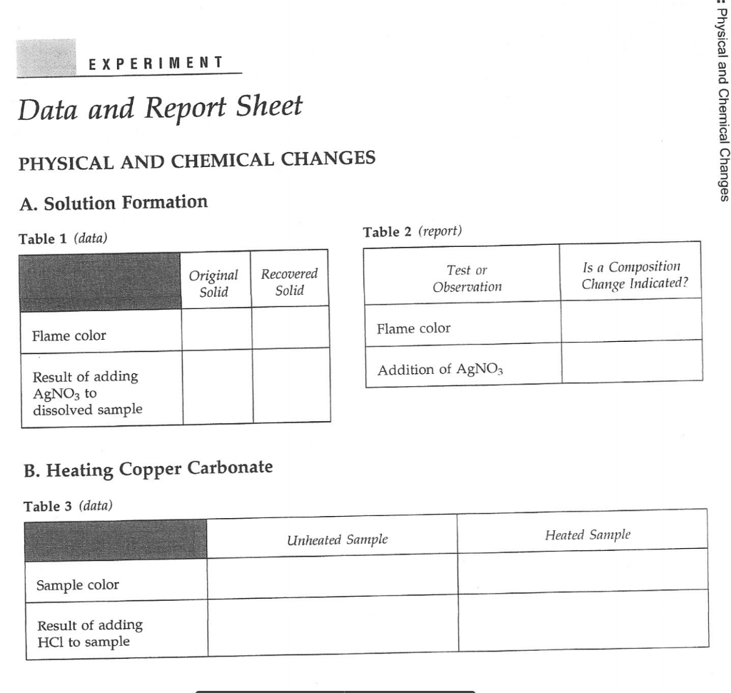 EXPERIMENT Data and Report Sheet Physical and | Chegg.com