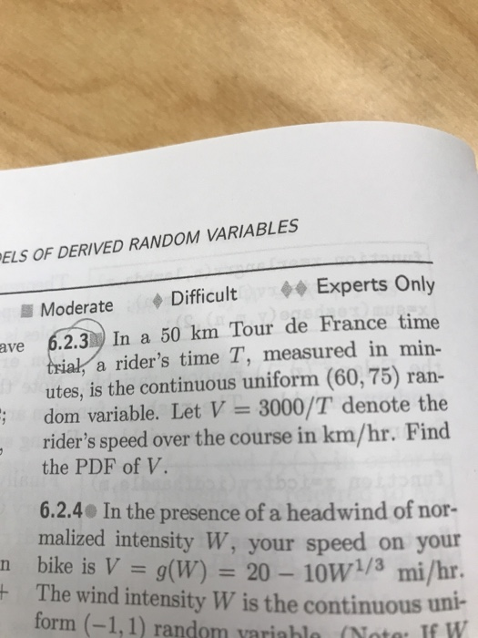 Solved ELS OF DERIVED RANDOM VARIABLES Moderate . Difficult | Chegg.com