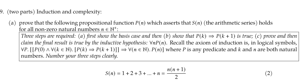 Solved 9. (two parts) Induction and complexity: (a) prove | Chegg.com