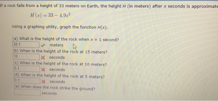 Solved If a rock falls from a height of 33 meters on Earth, | Chegg.com