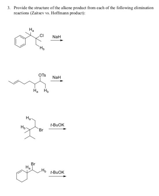 Solved Provide the structure of the alkene product from each | Chegg.com