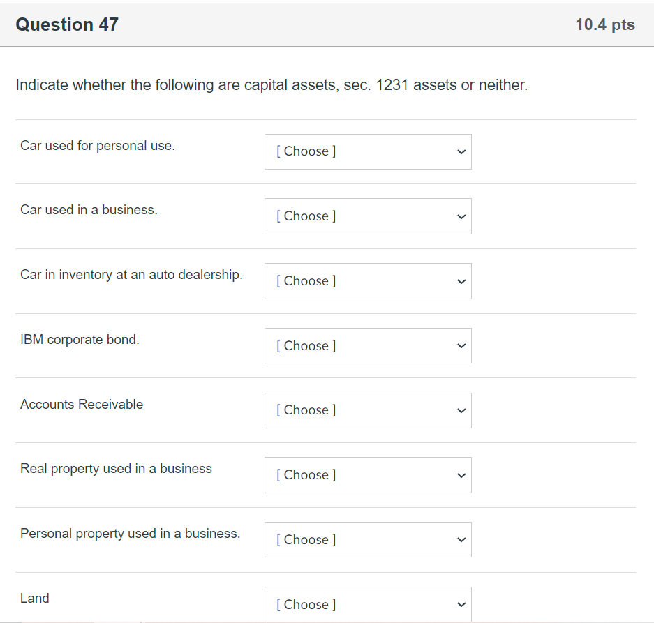 Solved Indicate whether the following are capital assets, | Chegg.com