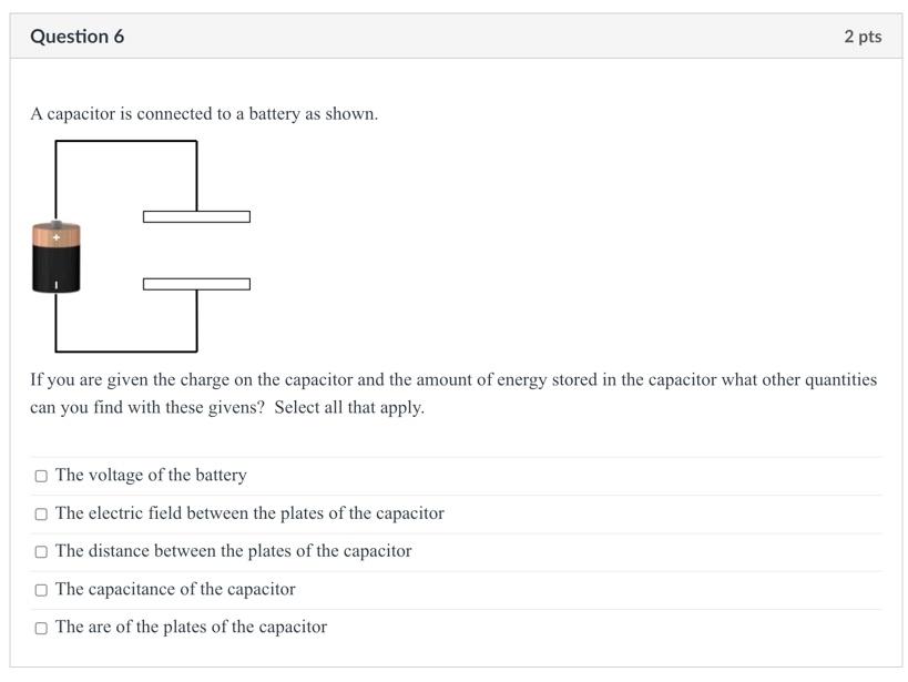 Solved A Capacitor Is Connected To A Battery As Shown