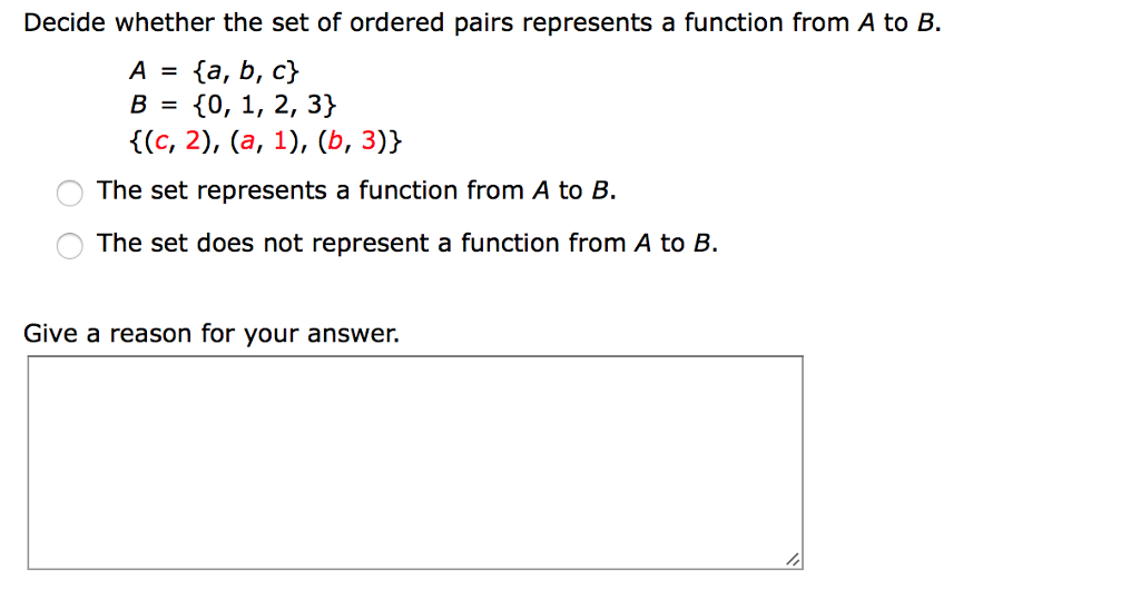 Solved Decide whether the set of ordered pairs represents a | Chegg.com