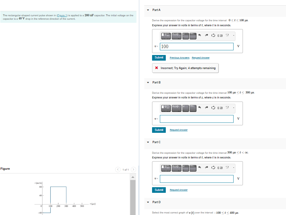 Solved The rectangular-shaped current pulse shown in is | Chegg.com