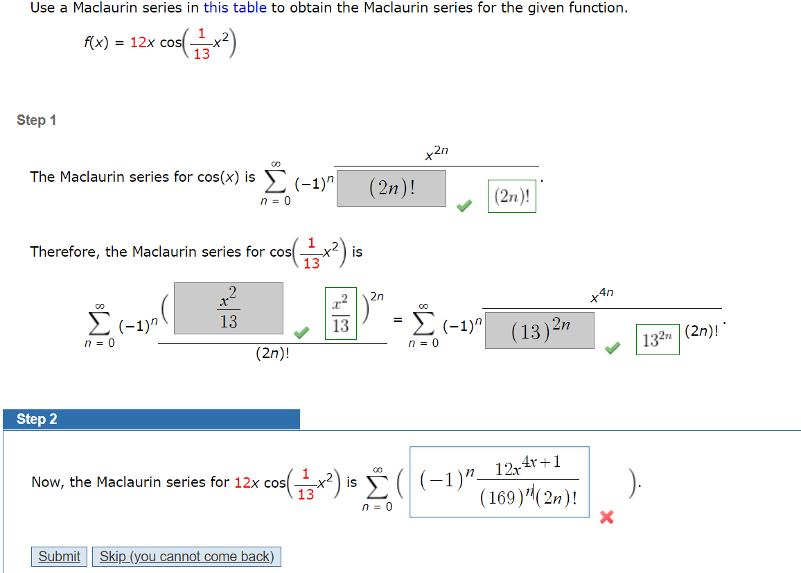 Solved Use a Maclaurin series in this table to obtain the | Chegg.com