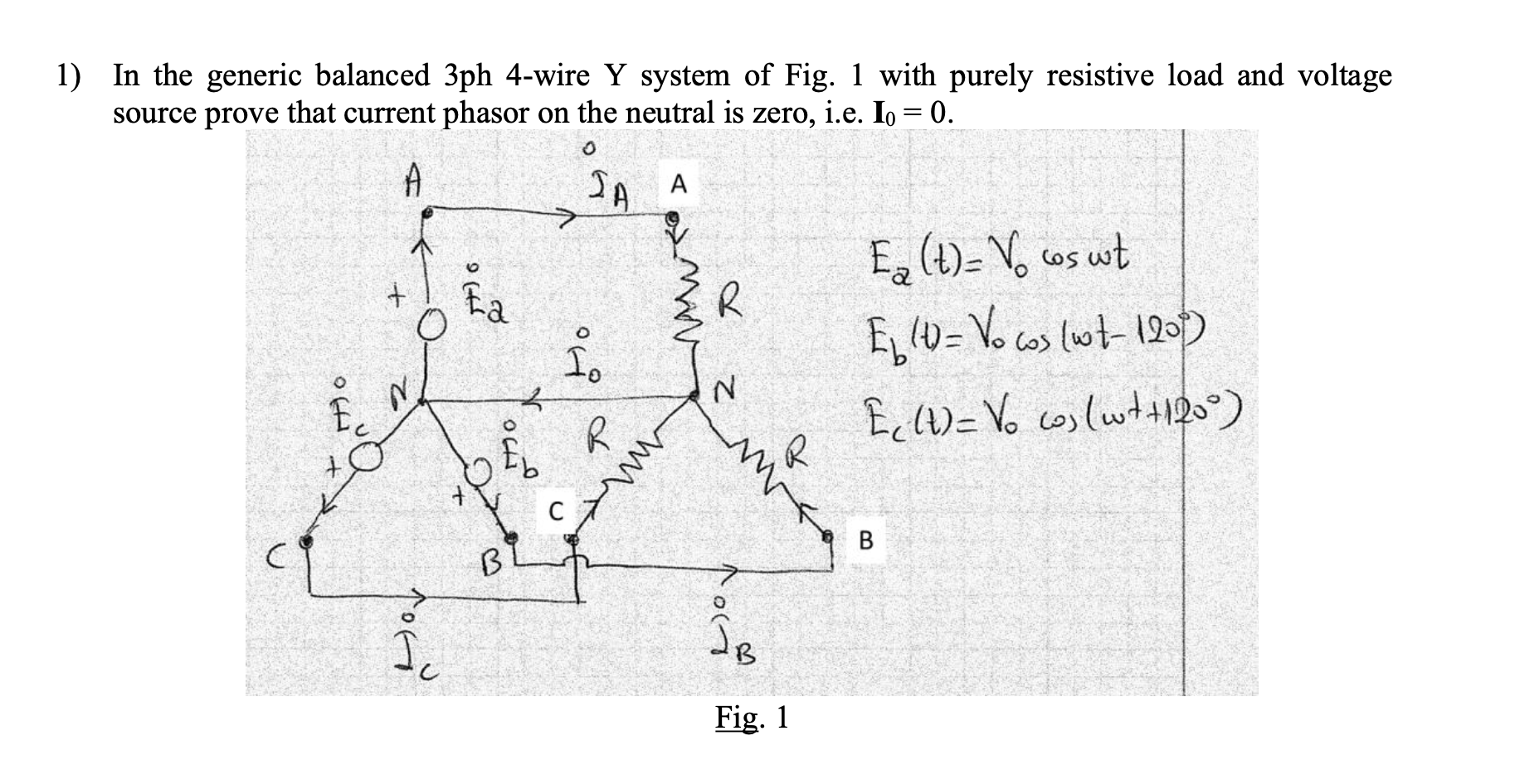 Solved 1) In the generic balanced 3ph 4-wire Y system of | Chegg.com