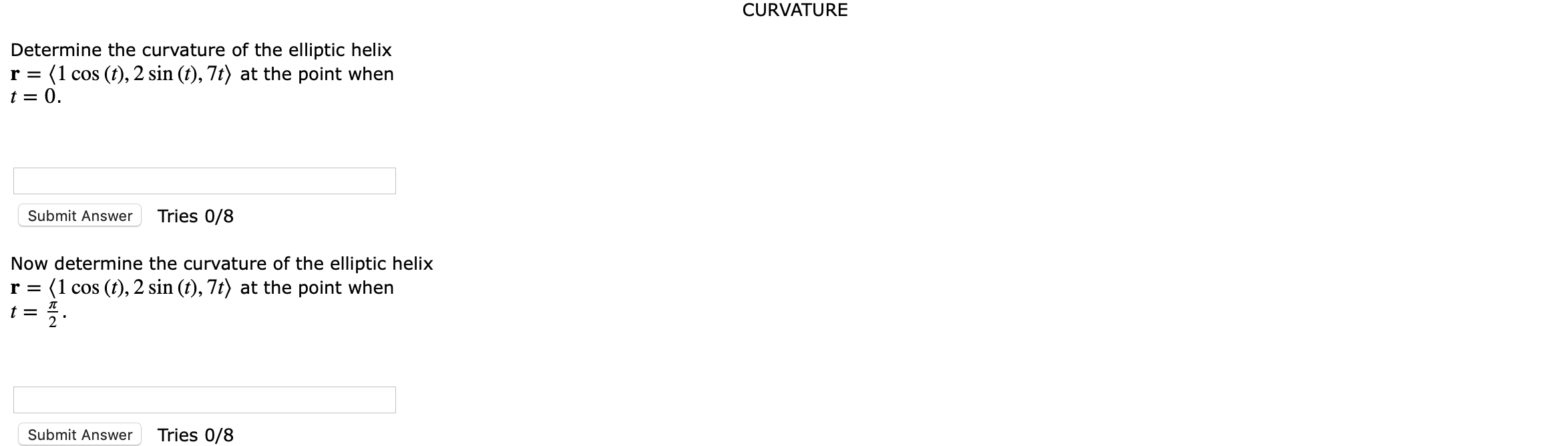 Solved Determine the curvature of the elliptic helix | Chegg.com
