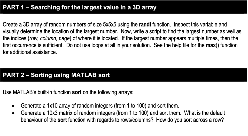 Solved PART 1 - Searching for the largest value in a 3D | Chegg.com