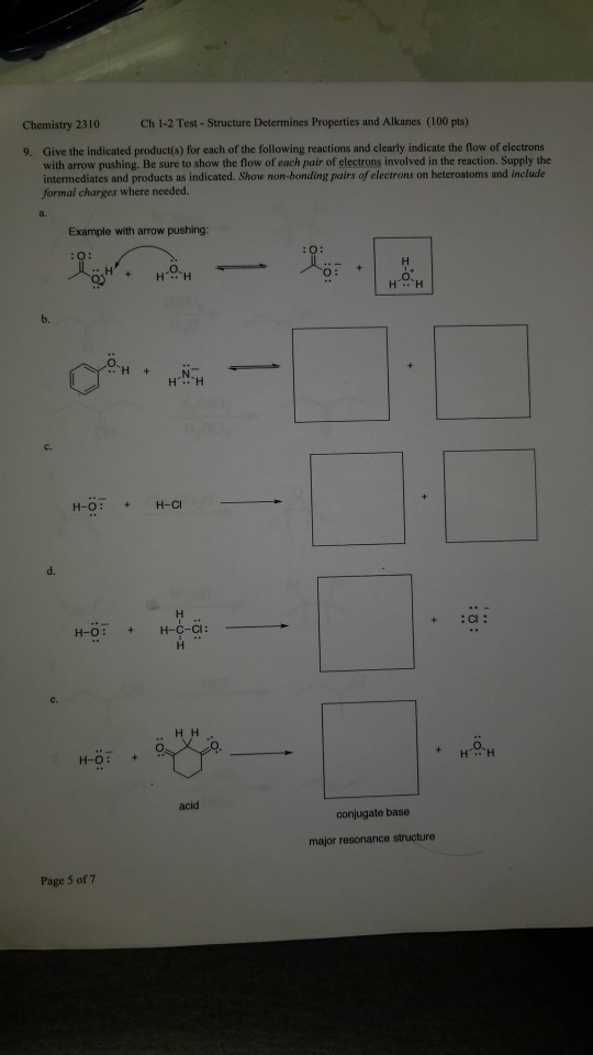 Solved Chemistry 2310 Ch 1-2 Test- Structure Determines | Chegg.com