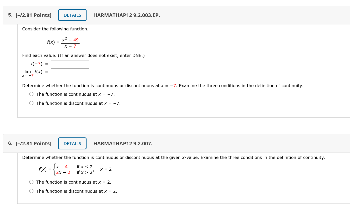 Solved 1. [-/2.81 Points] DETAILS HARMATHAP12 9.1.004. A | Chegg.com