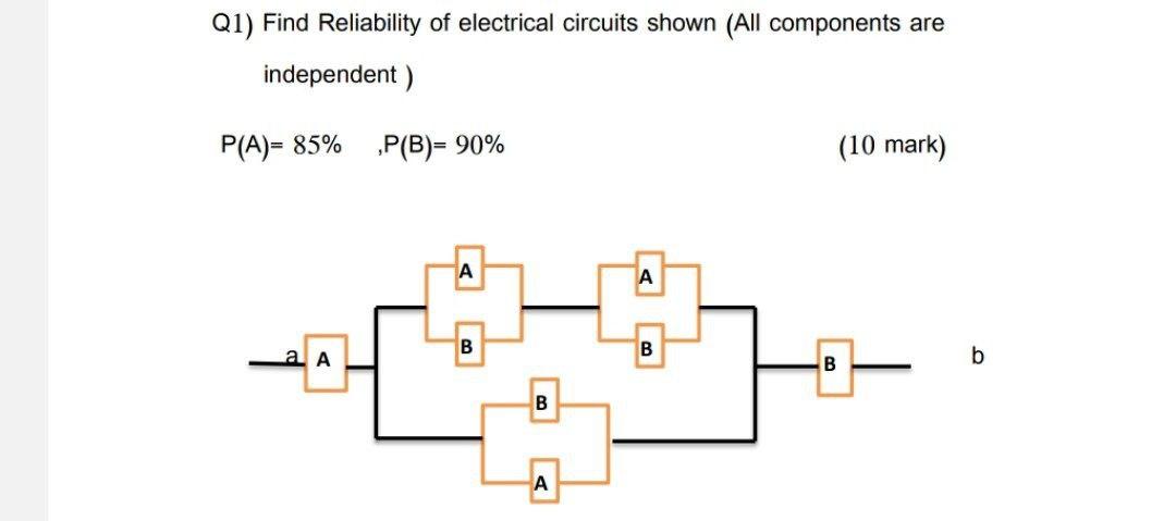 Solved Q1) Find Reliability of electrical circuits shown | Chegg.com