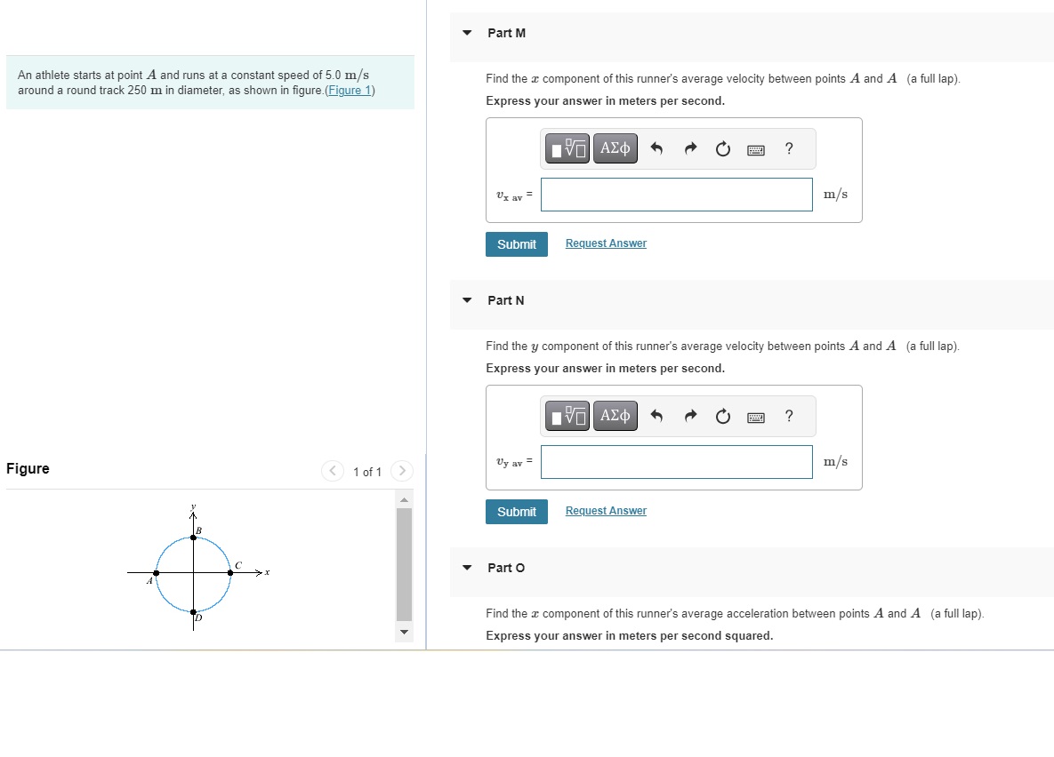 Solved Part MAn athlete starts at point A and runs at a | Chegg.com