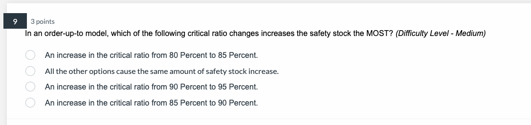 Solved 3 points In an order-up-to model, which of the | Chegg.com