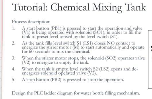 Solved Tutorial: Chemical Mixing Tank Process description: | Chegg.com