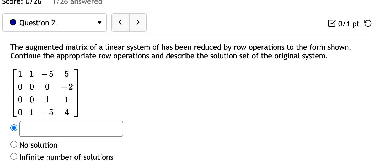 Solved The augmented matrix of a linear system of has been | Chegg.com