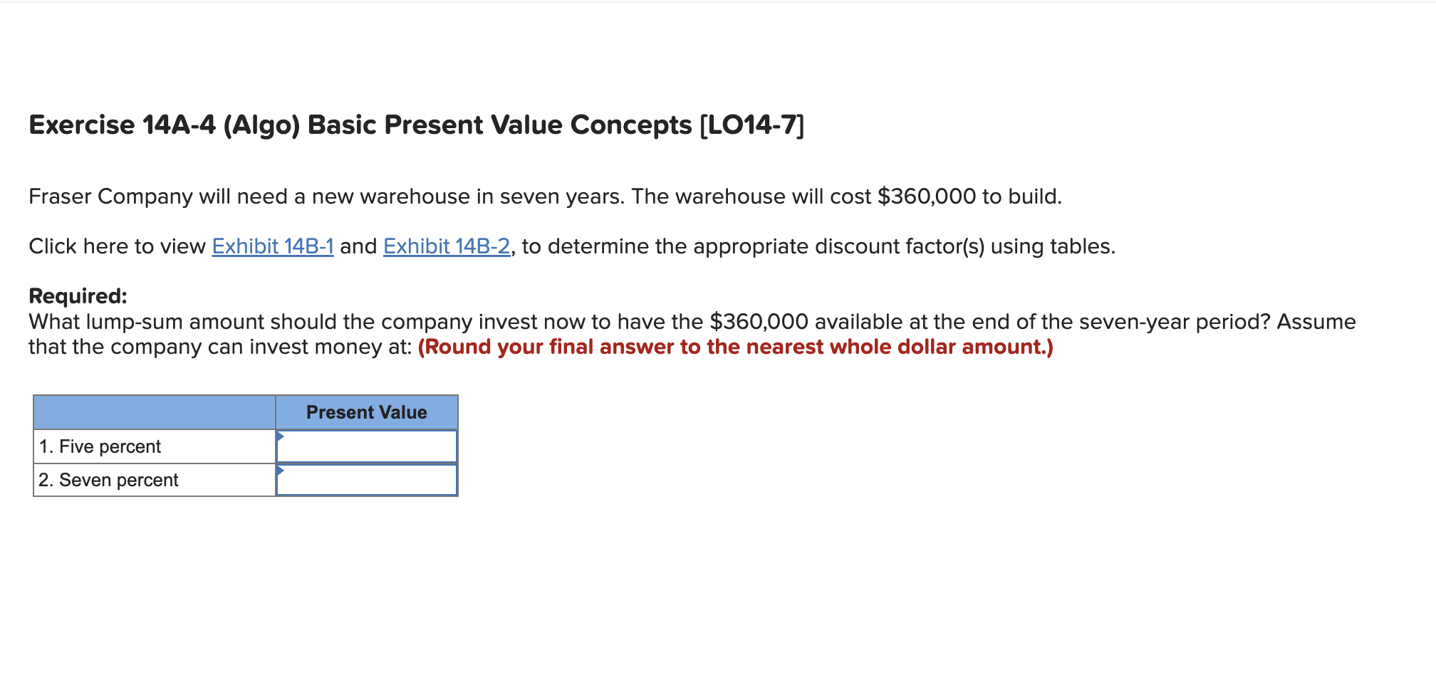 Solved Exercise 14A-4 (Algo) Basic Present Value Concepts | Chegg.com