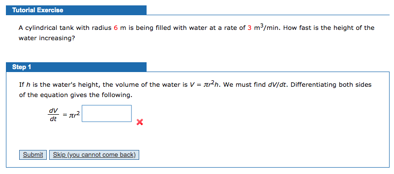 Solved Tutorial Exercise A cylindrical tank with radius 6 m | Chegg.com
