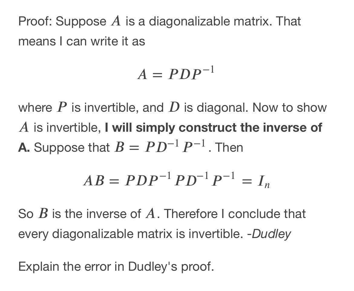 Solved Proof: Suppose A is a diagonalizable matrix. That | Chegg.com