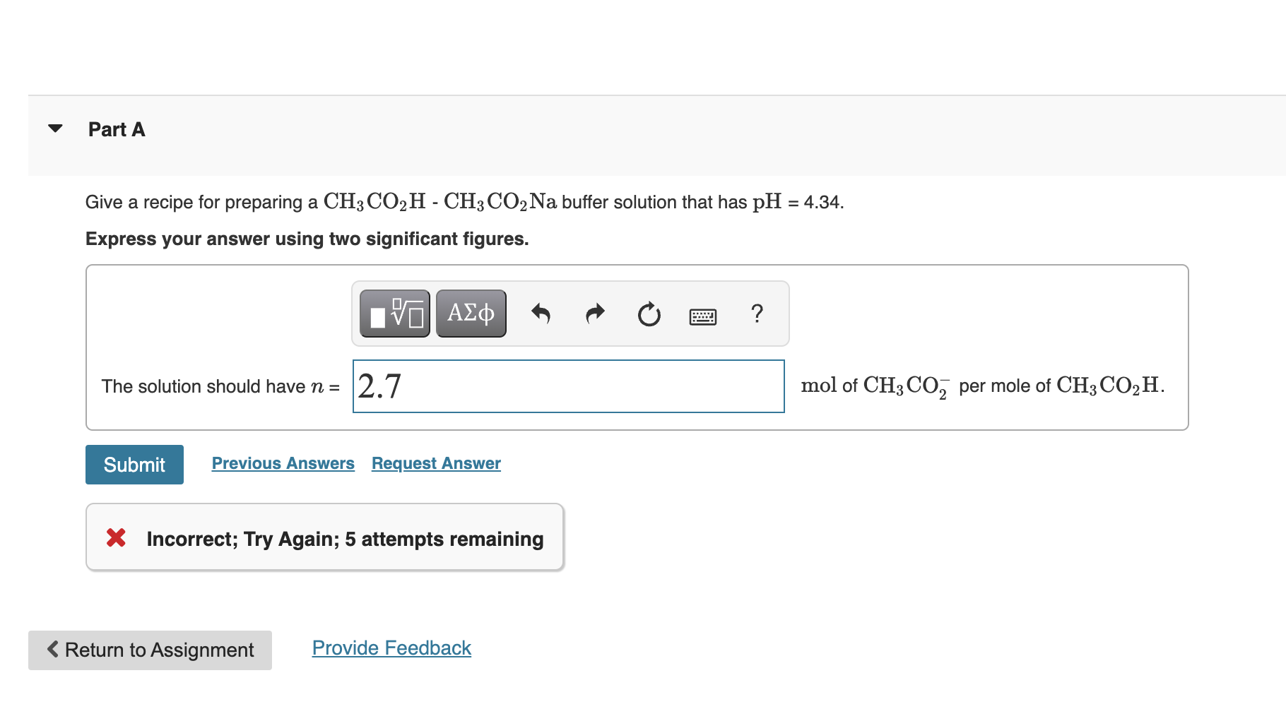 Solved Give a recipe for preparing a CH3CO2H−CH3CO2Na buffer | Chegg.com