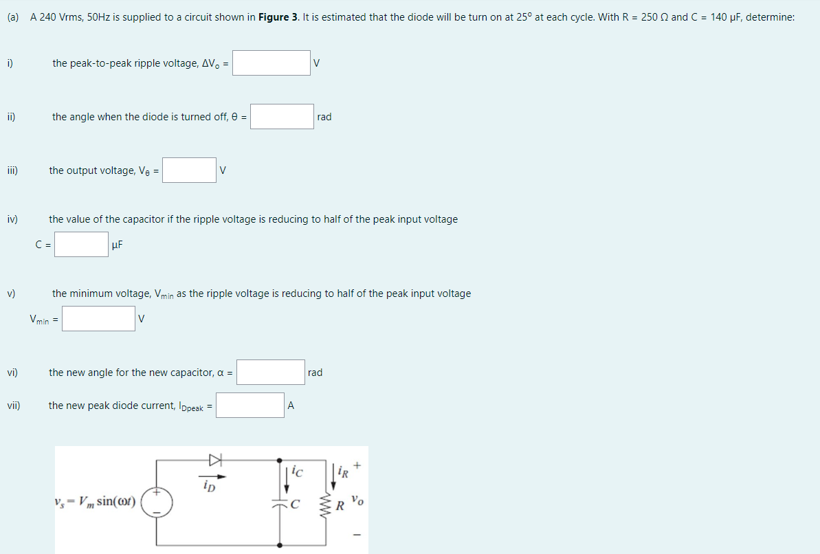 Solved (a) A 240 Vrms, 50Hz is supplied to a circuit shown | Chegg.com