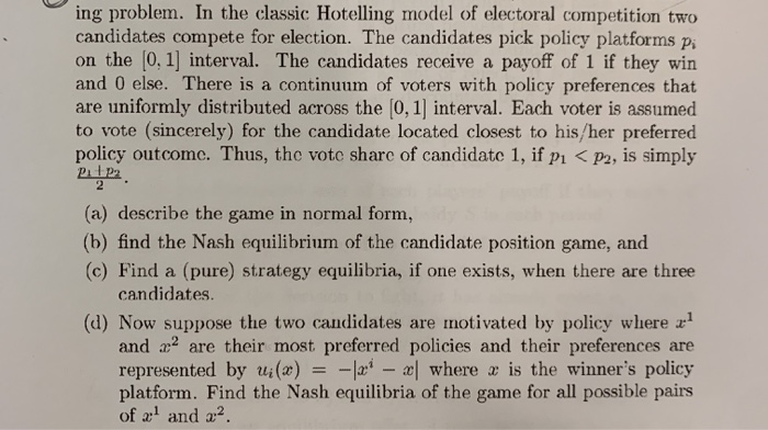 Solved ing problem. In the classic Hotelling model of | Chegg.com