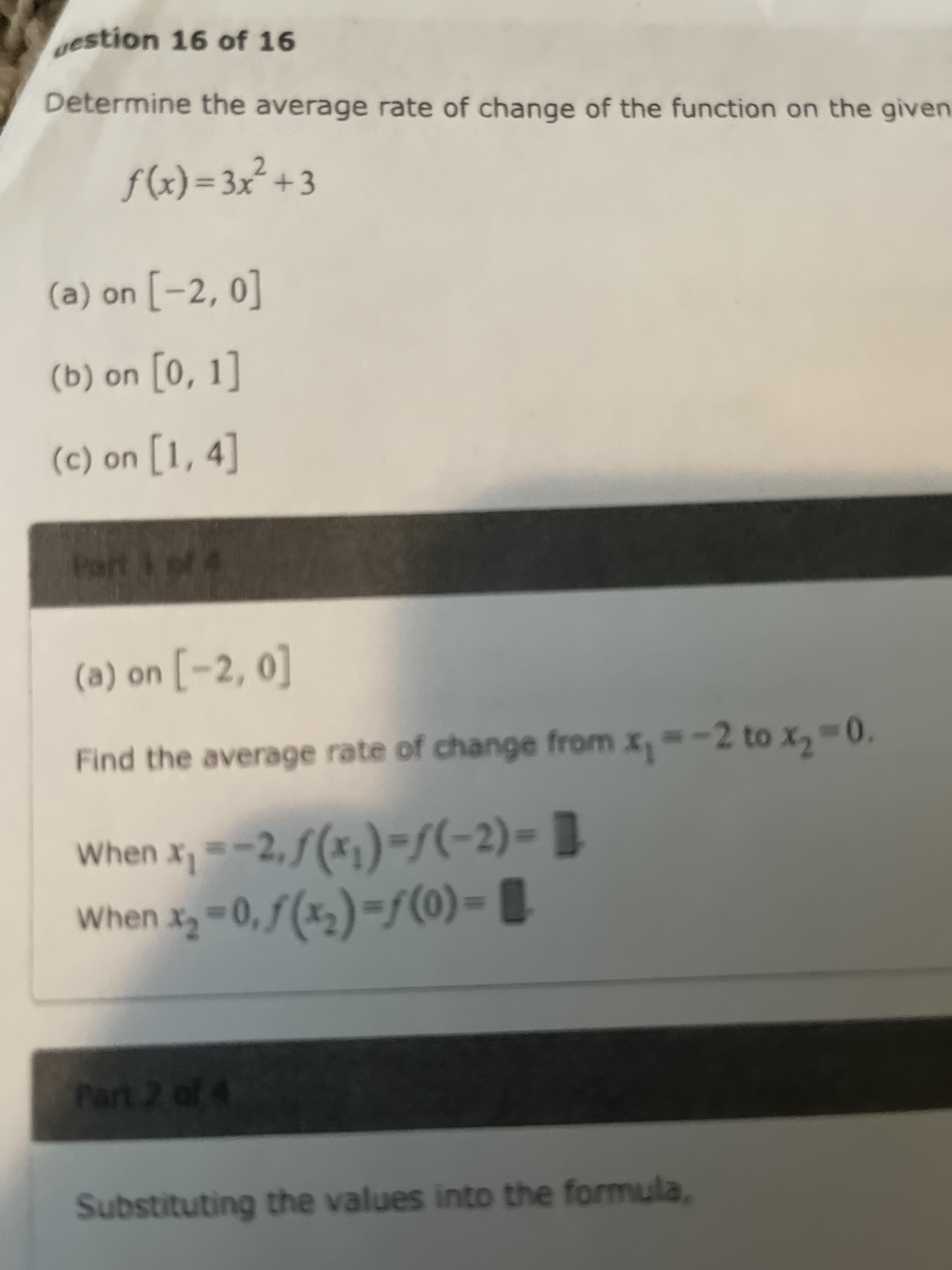 Solved Find the average rate of change tren x1=0 to x2=1. | Chegg.com