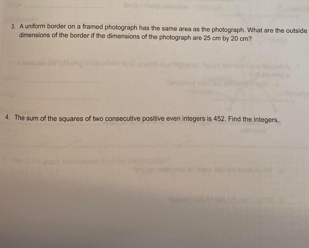 Solved 3. A uniform border on a framed photograph has the | Chegg.com