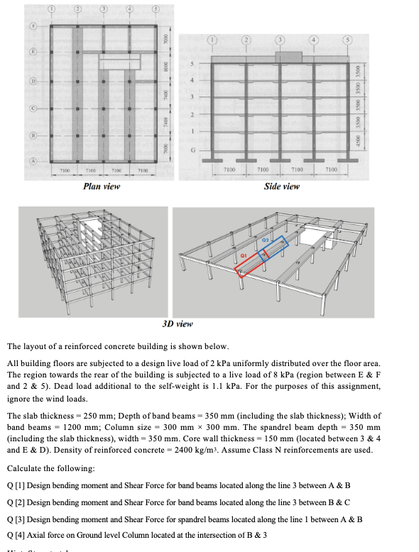 Solved 3D vew The layout of a reinforced concrete building | Chegg.com