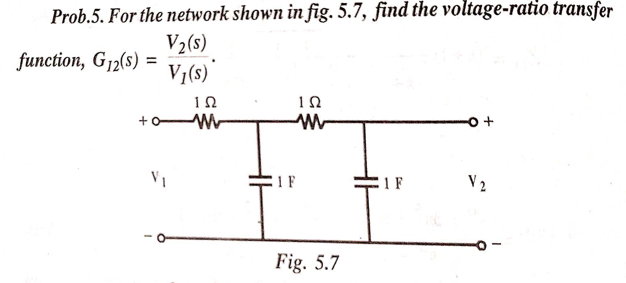 Solved Prob.5. For the network shown in fig. 5.7, find the | Chegg.com