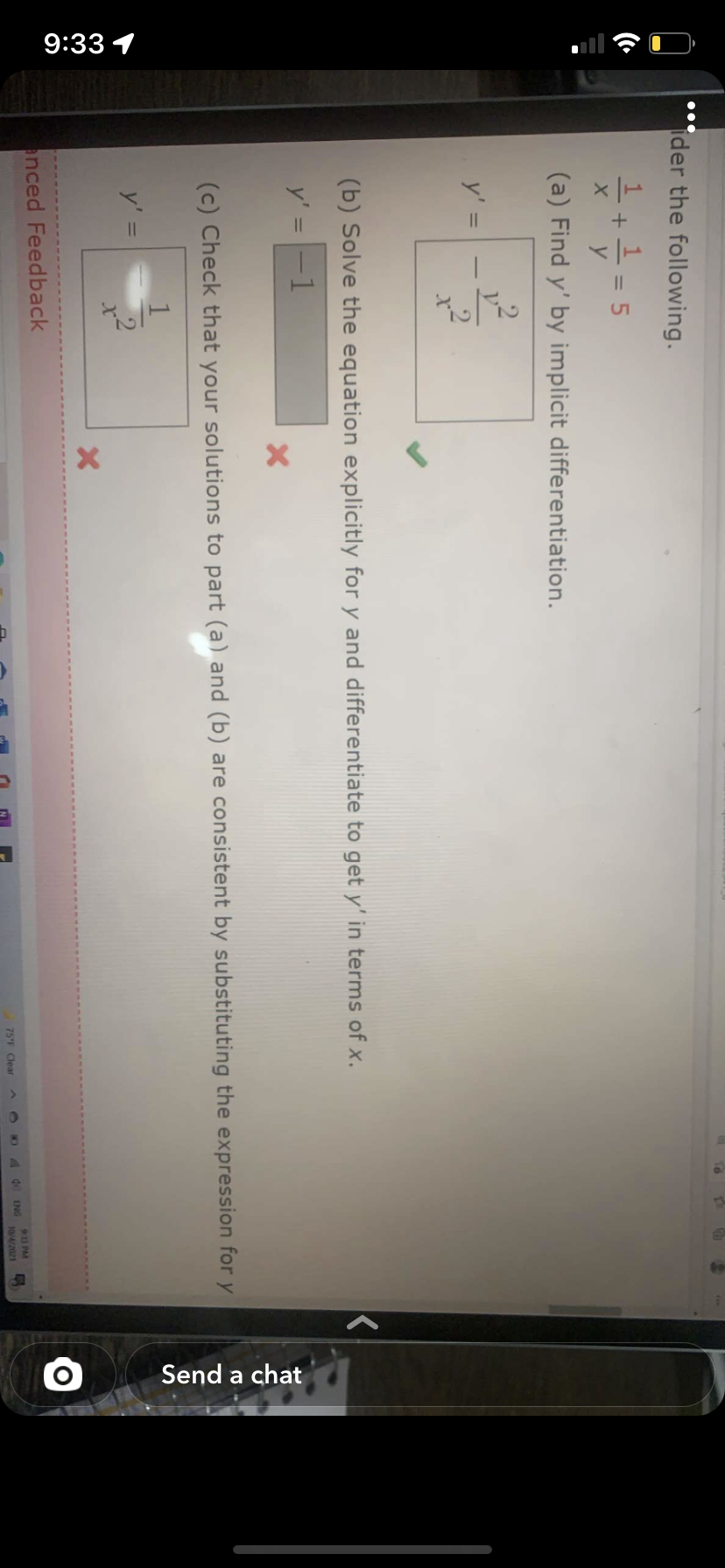 Solved "ider the following. 1 + Х 1=5 (a) Find y' by | Chegg.com