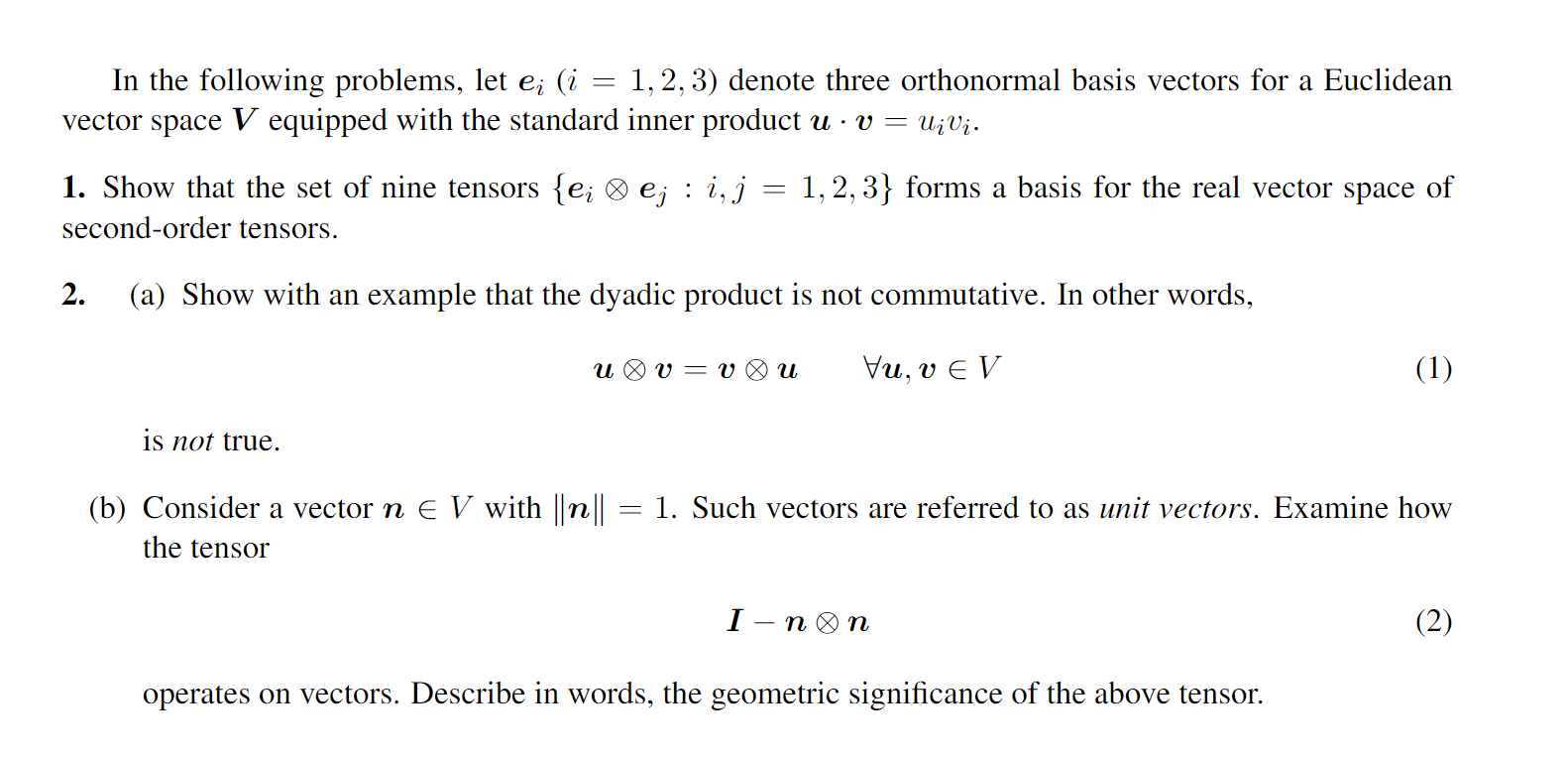 Solved - In the following problems, let e¡ (i = 1,2,3) | Chegg.com