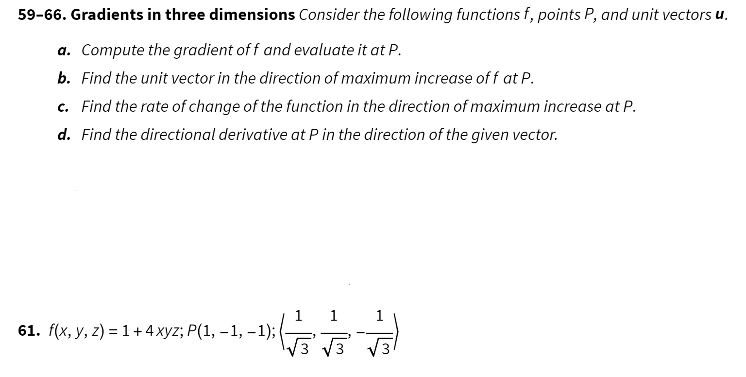 Solved 59-66. Gradients in three dimensions Consider the | Chegg.com